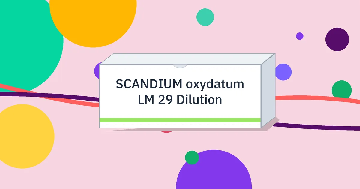 Symbolbild: Packung mit der Aufschrift SCANDIUM oxydatum LM 29 Dilution (PZN 13183746) – Verfügbarkeit und Bezug in Apotheken in Frankfurt am Main