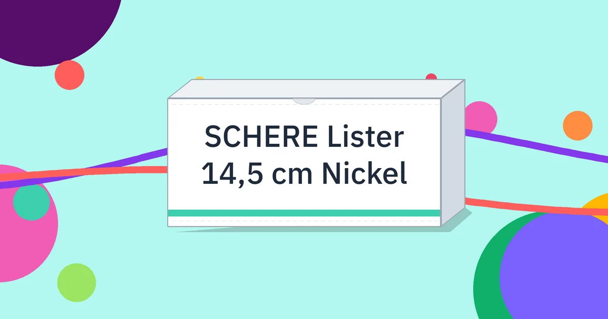 Symbolbild: Packung mit der Aufschrift SCHERE Lister 14,5 cm Nickel (PZN 01735933) – Verfügbarkeit und Bezug in Apotheken in Frankfurt am Main