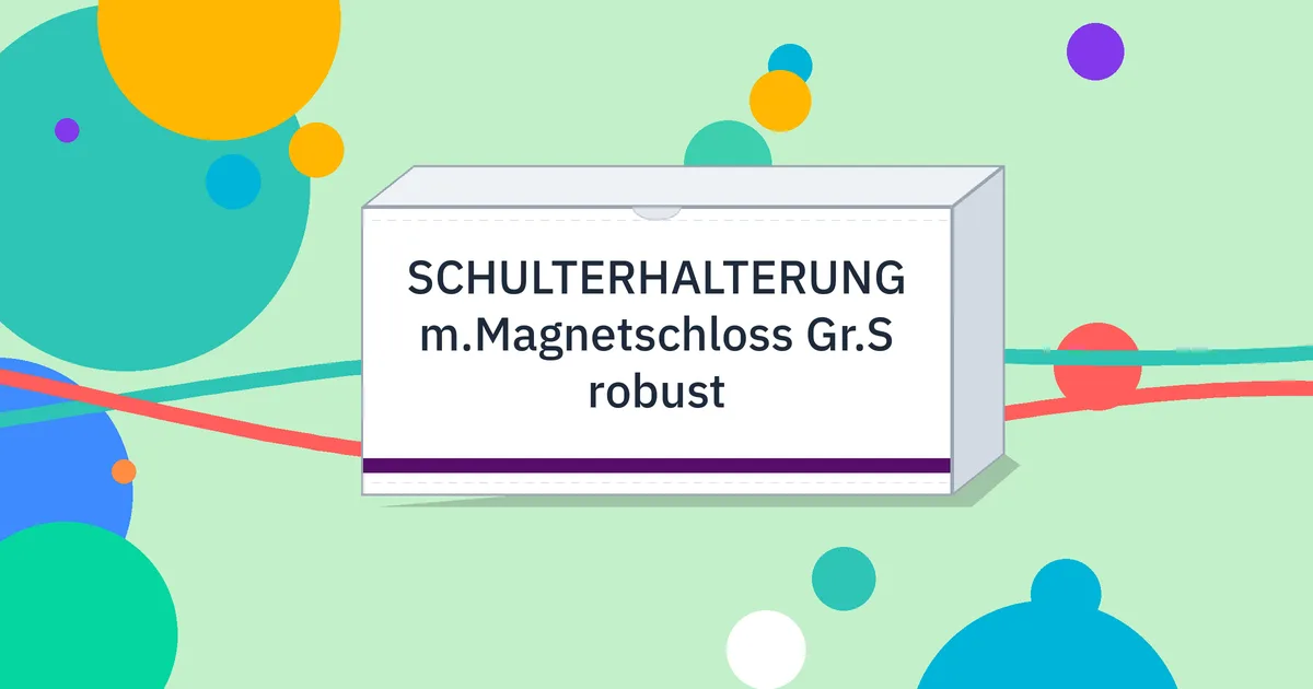 Symbolbild: Packung mit der Aufschrift SCHULTERHALTERUNG m.Magnetschloss Gr.S robust (PZN 09167859) – Verfügbarkeit und Bezug in Apotheken in Frankfurt am Main