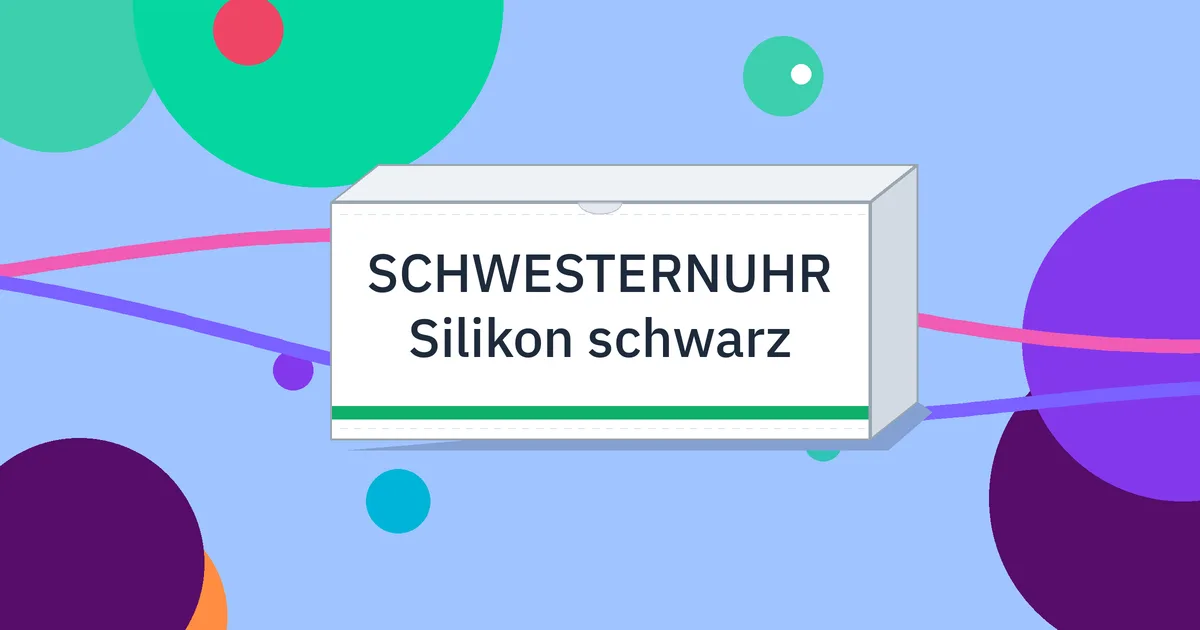 Symbolbild: Packung mit der Aufschrift SCHWESTERNUHR Silikon schwarz (PZN 00910386) – Verfügbarkeit und Bezug in Apotheken in Frankfurt am Main