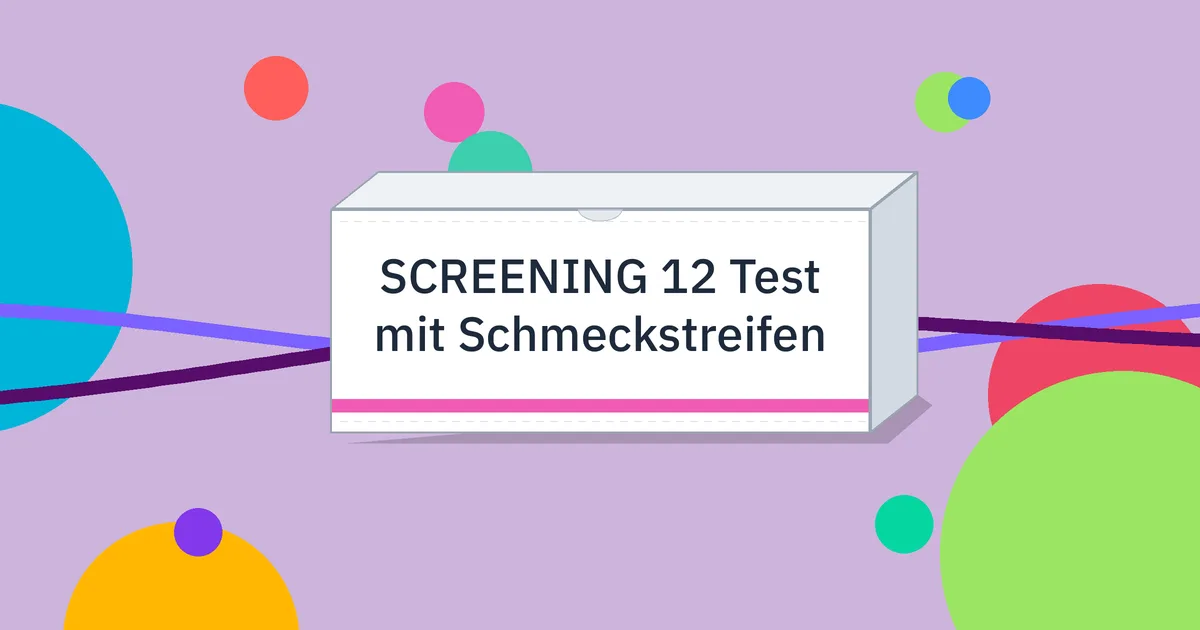 Symbolbild: Packung mit der Aufschrift SCREENING 12 Test mit Schmeckstreifen (PZN 17924978) – Verfügbarkeit und Bezug in Apotheken in Frankfurt am Main
