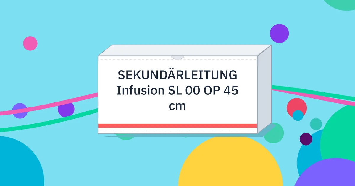 Symbolbild: Packung mit der Aufschrift SEKUNDÄRLEITUNG Infusion SL 00 OP 45 cm (PZN 11279301) – Verfügbarkeit und Bezug in Apotheken in Frankfurt am Main