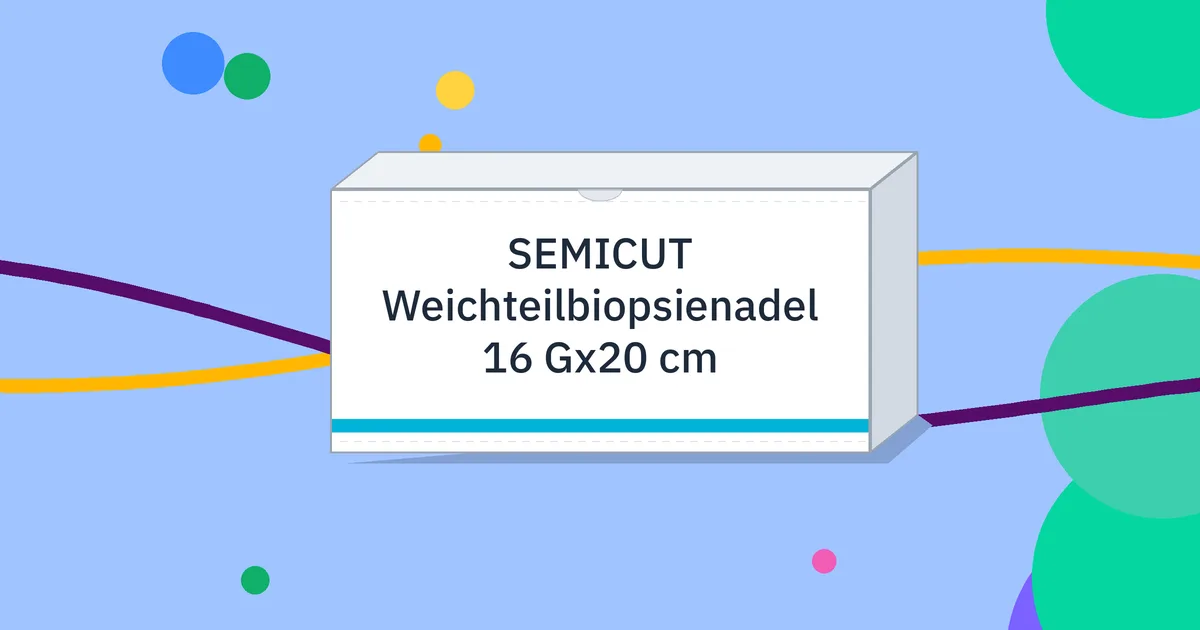 Symbolbild: Packung mit der Aufschrift SEMICUT Weichteilbiopsienadel 16 Gx20 cm (PZN 19735891) – Verfügbarkeit und Bezug in Apotheken in Frankfurt am Main