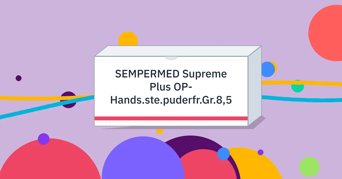 Symbolbild: Packung mit der Aufschrift SEMPERMED Supreme Plus OP-Hands.ste.puderfr.Gr.8,5 (PZN 11123763) – Verfügbarkeit und Bezug in Apotheken in Frankfurt am Main