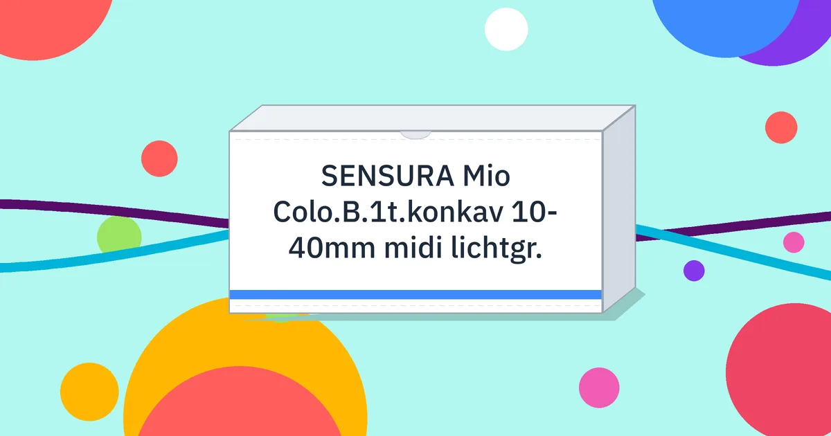 Symbolbild: Packung mit der Aufschrift SENSURA Mio Colo.B.1t.konkav 10-40mm midi lichtgr. (PZN 12547850) – Verfügbarkeit und Bezug in Apotheken in Frankfurt am Main