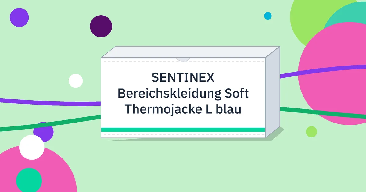 Symbolbild: Packung mit der Aufschrift SENTINEX Bereichskleidung Soft Thermojacke L blau (PZN 09286311) – Verfügbarkeit und Bezug in Apotheken in Frankfurt am Main