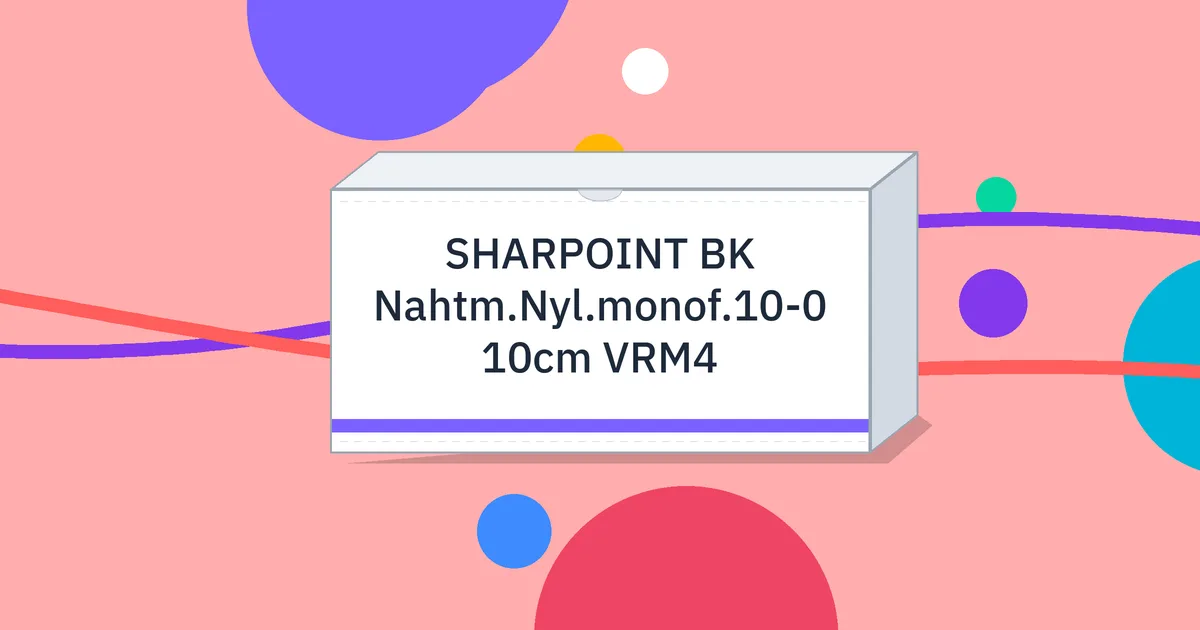 Symbolbild: Packung mit der Aufschrift SHARPOINT BK Nahtm.Nyl.monof.10-0 10cm VRM4 (PZN 17983515) – Verfügbarkeit und Bezug in Apotheken in Frankfurt am Main