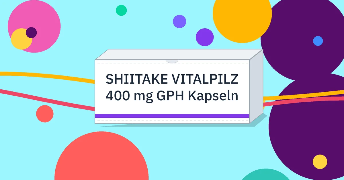 Symbolbild: Packung mit der Aufschrift SHIITAKE VITALPILZ 400 mg GPH Kapseln (PZN 00969623) – Verfügbarkeit und Bezug in Apotheken in Frankfurt am Main