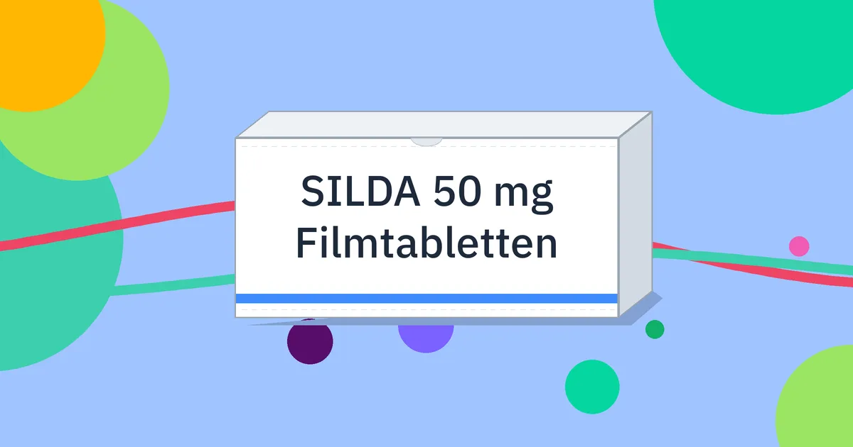 Symbolbild: Packung mit der Aufschrift SILDA 50 mg Filmtabletten (PZN 01795177) – Verfügbarkeit und Bezug in Apotheken in Frankfurt am Main