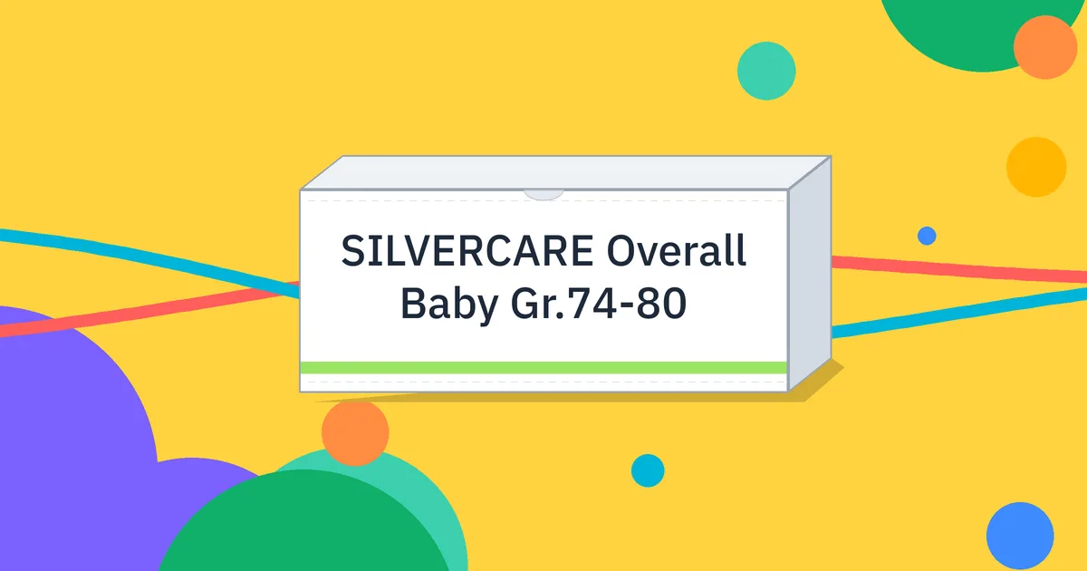 Symbolbild: Packung mit der Aufschrift SILVERCARE Overall Baby Gr.74-80 (PZN 01114409) – Verfügbarkeit und Bezug in Apotheken in Frankfurt am Main