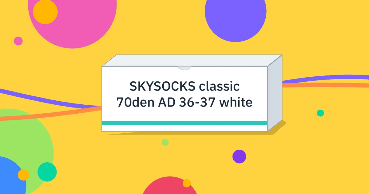Symbolbild: Packung mit der Aufschrift SKYSOCKS classic 70den AD 36-37 white (PZN 18897551) – Verfügbarkeit und Bezug in Apotheken in Frankfurt am Main