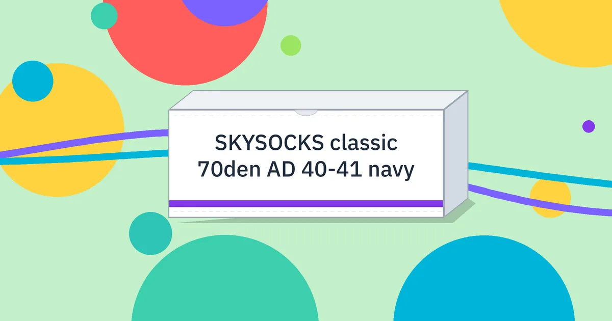Symbolbild: Packung mit der Aufschrift SKYSOCKS classic 70den AD 40-41 navy (PZN 18663847) – Verfügbarkeit und Bezug in Apotheken in Frankfurt am Main