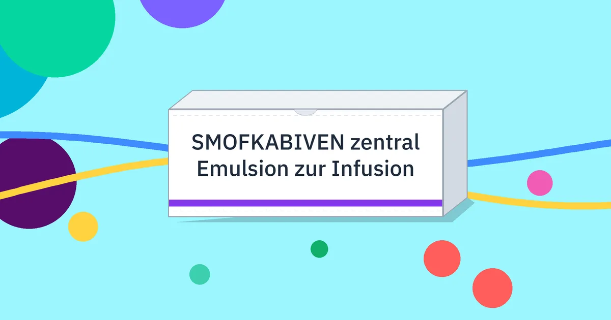 Symbolbild: Packung mit der Aufschrift SMOFKABIVEN zentral Emulsion zur Infusion (PZN 19874428) – Verfügbarkeit und Bezug in Apotheken in Frankfurt am Main
