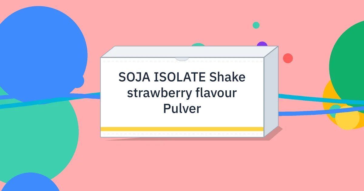Symbolbild: Packung mit der Aufschrift SOJA ISOLATE Shake strawberry flavour Pulver (PZN 10268519) – Verfügbarkeit und Bezug in Apotheken in Frankfurt am Main