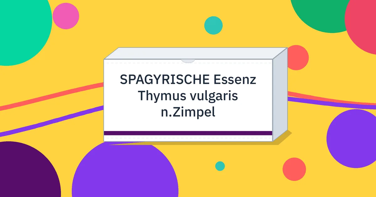 Symbolbild: Packung mit der Aufschrift SPAGYRISCHE Essenz Thymus vulgaris n.Zimpel (PZN 04736755) – Verfügbarkeit und Bezug in Apotheken in Frankfurt am Main