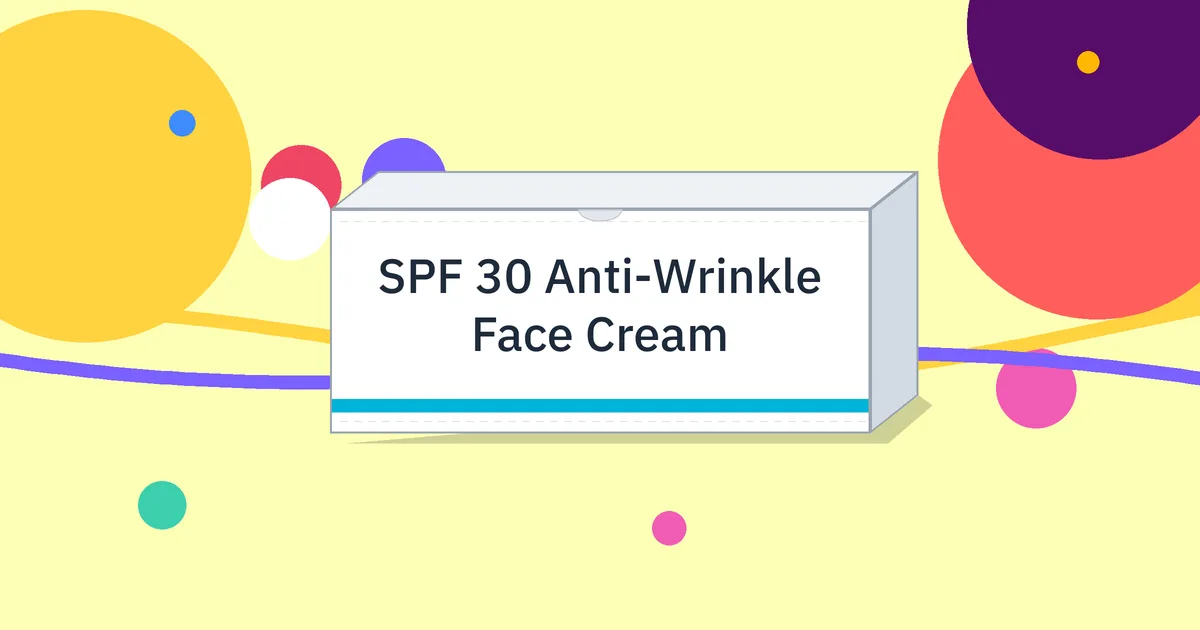 Symbolbild: Packung mit der Aufschrift SPF 30 Anti-Wrinkle Face Cream (PZN 18894736) – Verfügbarkeit und Bezug in Apotheken in Frankfurt am Main