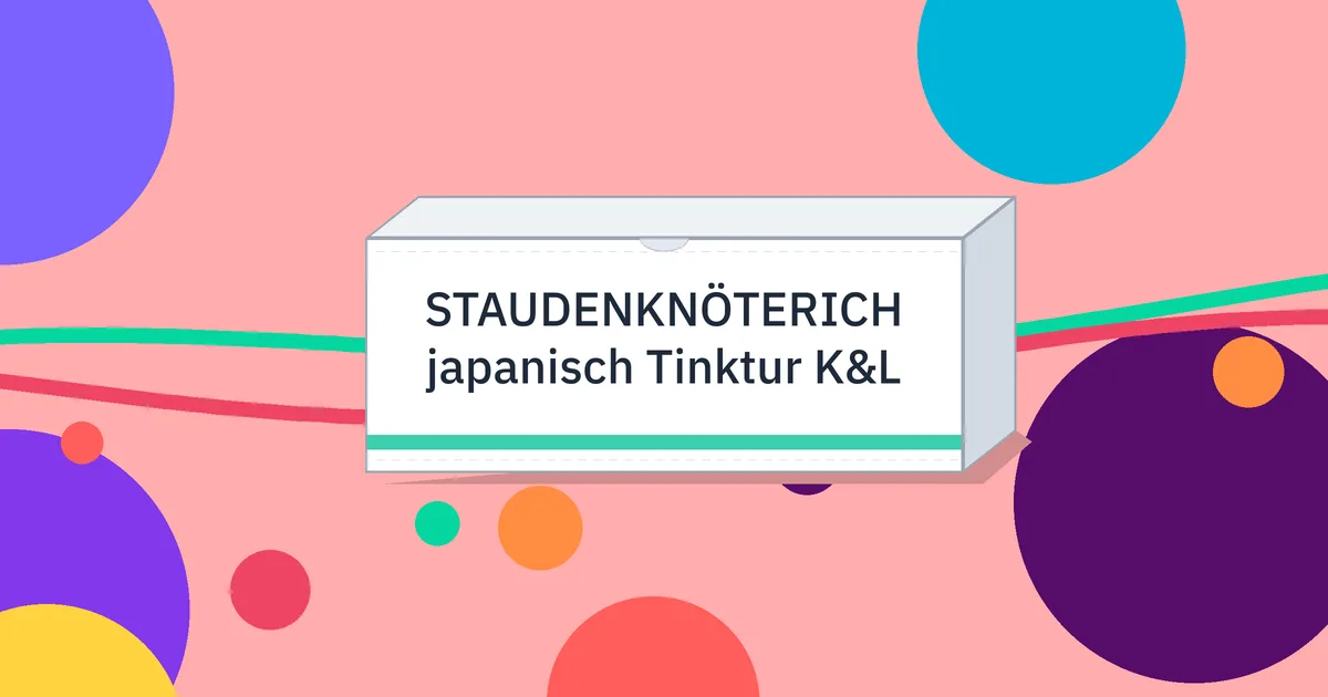 Symbolbild: Packung mit der Aufschrift STAUDENKNÖTERICH japanisch Tinktur K&L (PZN 16607690) – Verfügbarkeit und Bezug in Apotheken in Frankfurt am Main