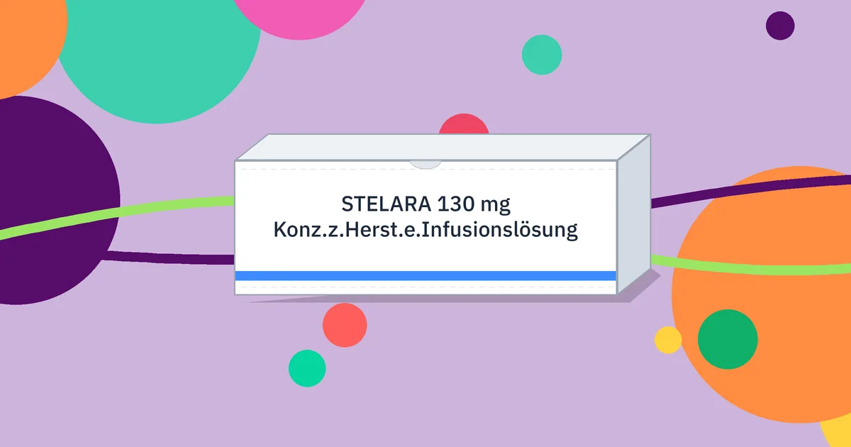 Symbolbild: Packung mit der Aufschrift STELARA 130 mg Konz.z.Herst.e.Infusionslösung (PZN 13830080) – Verfügbarkeit und Bezug in Apotheken in Frankfurt am Main