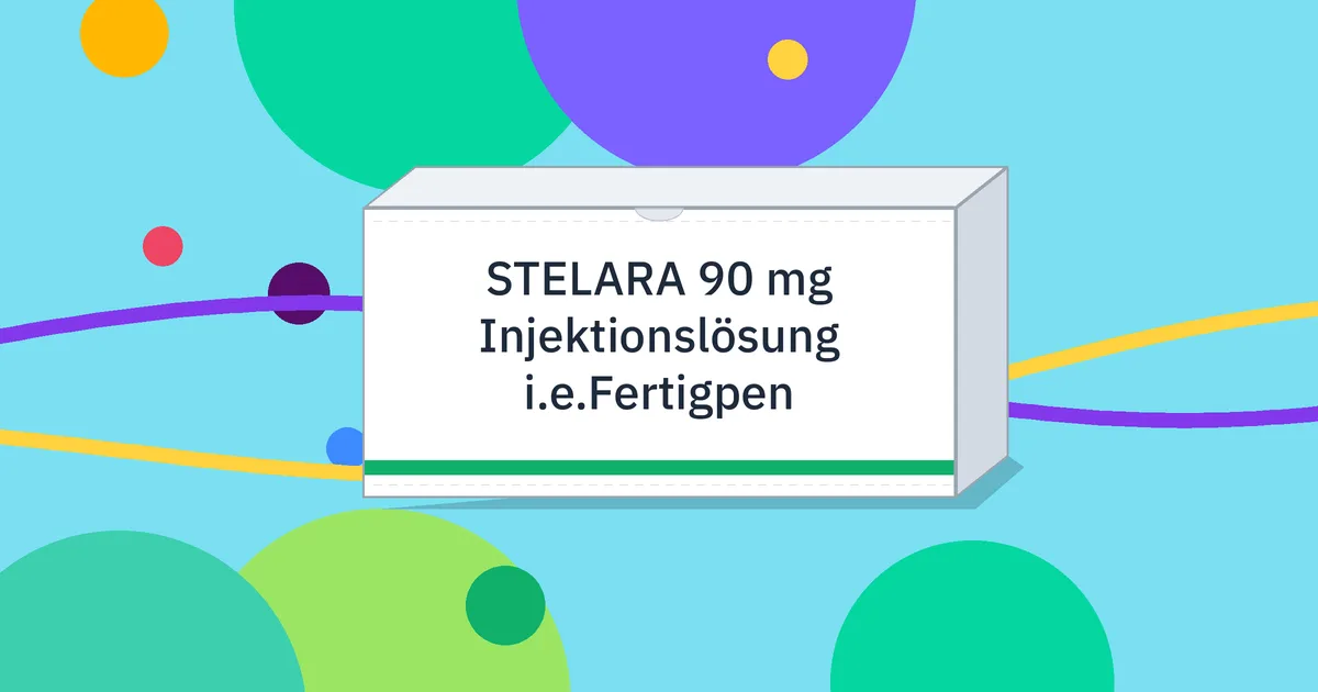 Symbolbild: Packung mit der Aufschrift STELARA 90 mg Injektionslösung i.e.Fertigpen (PZN 19680339) – Verfügbarkeit und Bezug in Apotheken in Frankfurt am Main