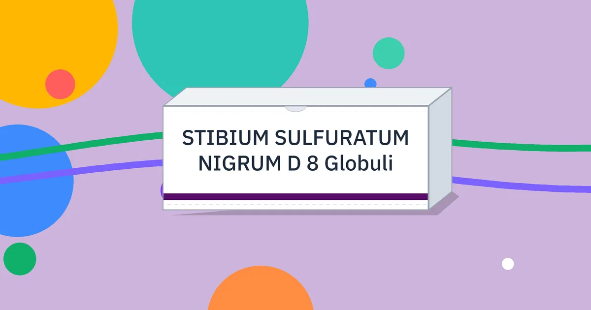 Symbolbild: Packung mit der Aufschrift STIBIUM SULFURATUM NIGRUM D 8 Globuli (PZN 18759441) – Verfügbarkeit und Bezug in Apotheken in Frankfurt am Main