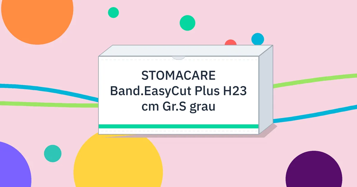 Symbolbild: Packung mit der Aufschrift STOMACARE Band.EasyCut Plus H23 cm Gr.S grau (PZN 16314663) – Verfügbarkeit und Bezug in Apotheken in Frankfurt am Main