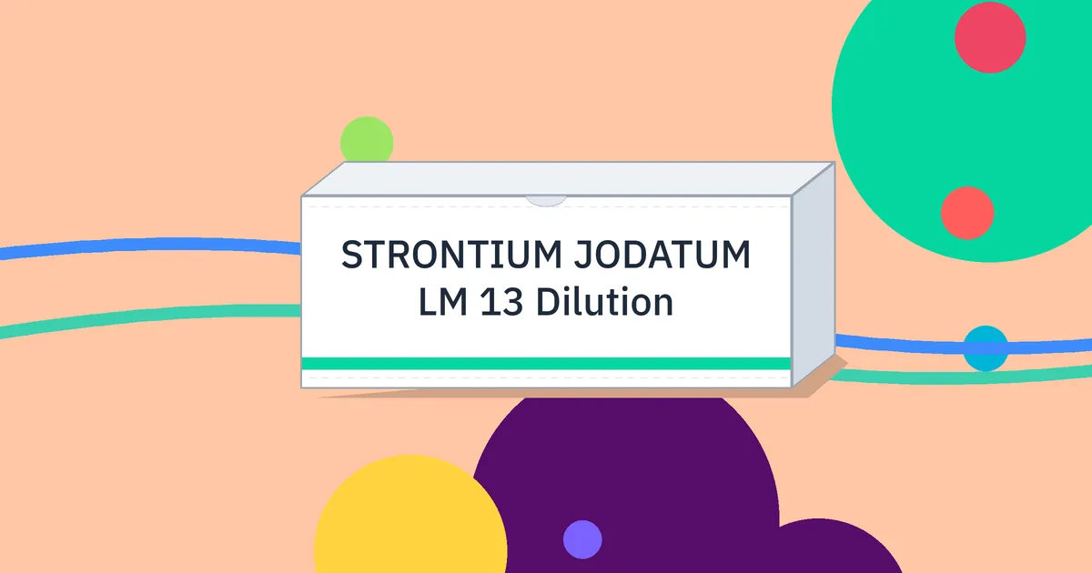 Symbolbild: Packung mit der Aufschrift STRONTIUM JODATUM LM 13 Dilution (PZN 13203963) – Verfügbarkeit und Bezug in Apotheken in Frankfurt am Main