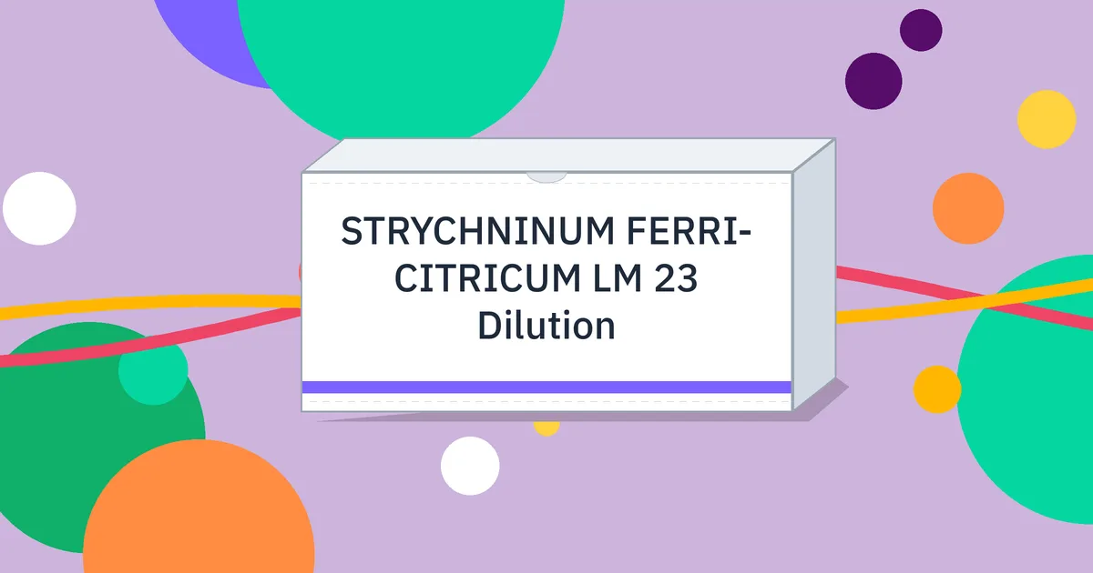 Symbolbild: Packung mit der Aufschrift STRYCHNINUM FERRI-CITRICUM LM 23 Dilution (PZN 13206387) – Verfügbarkeit und Bezug in Apotheken in Frankfurt am Main