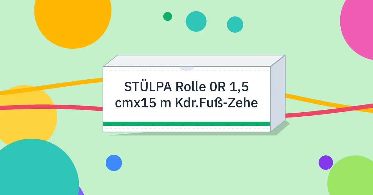 Symbolbild: Packung mit der Aufschrift STÜLPA Rolle 0R 1,5 cmx15 m Kdr.Fuß-Zehe (PZN 00982894) – Verfügbarkeit und Bezug in Apotheken in Frankfurt am Main