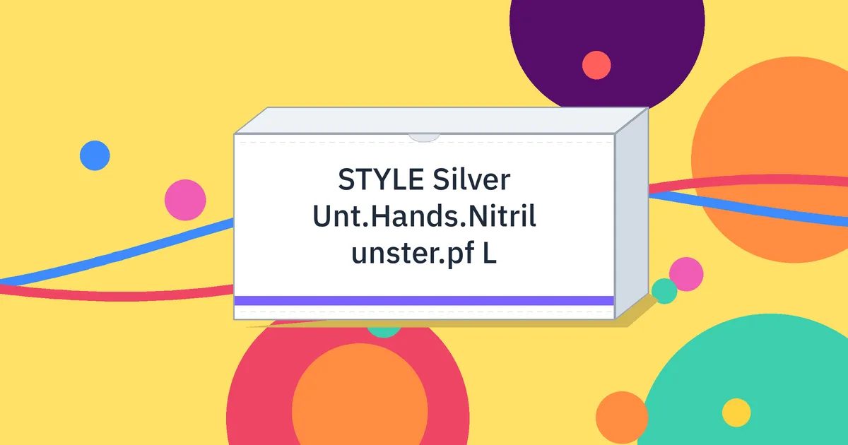 Symbolbild: Packung mit der Aufschrift STYLE Silver Unt.Hands.Nitril unster.pf L (PZN 16584836) – Verfügbarkeit und Bezug in Apotheken in Frankfurt am Main