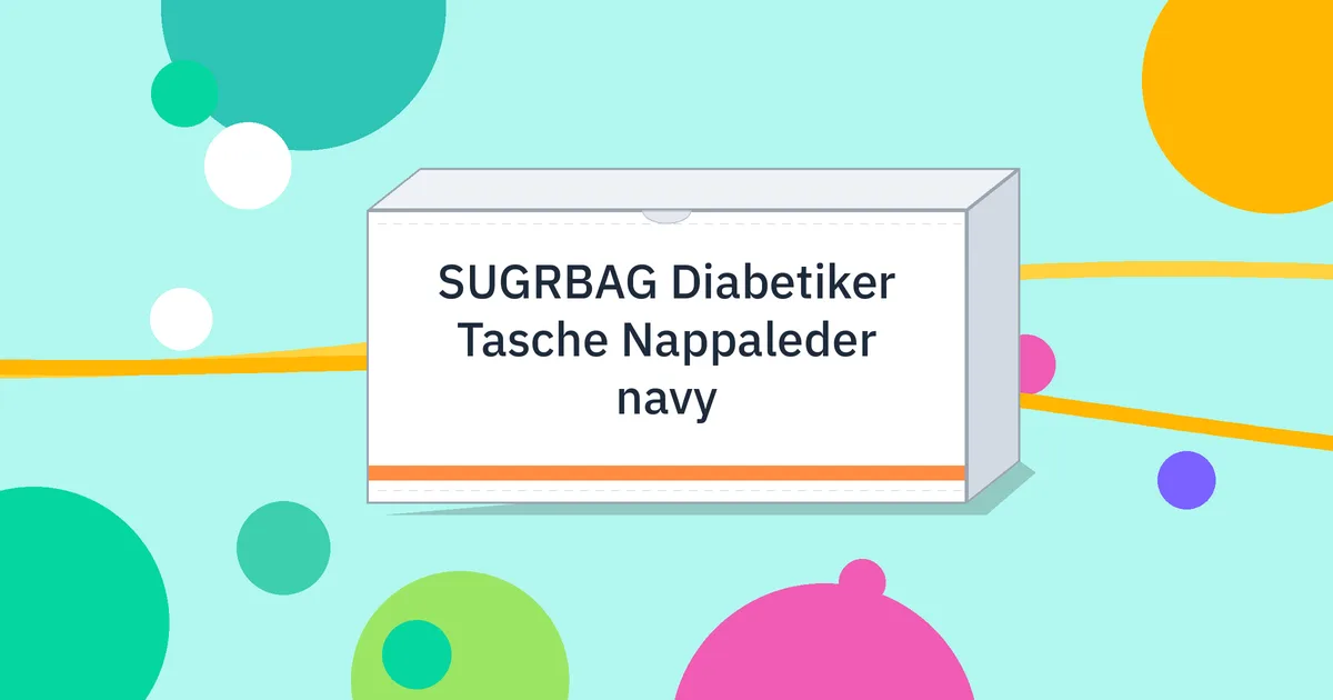 Symbolbild: Packung mit der Aufschrift SUGRBAG Diabetiker Tasche Nappaleder navy (PZN 12550220) – Verfügbarkeit und Bezug in Apotheken in Frankfurt am Main