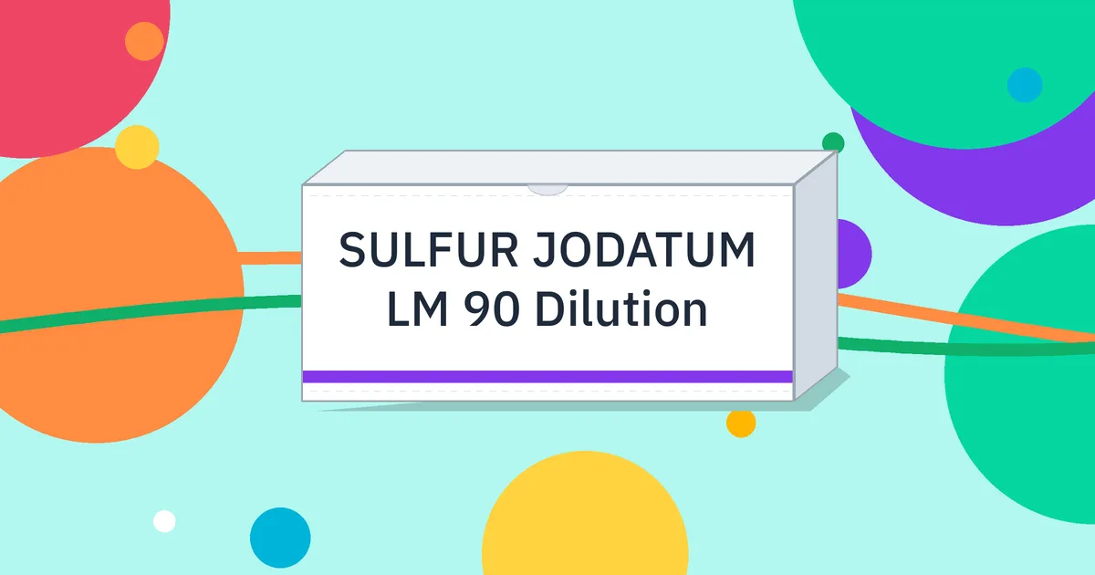 Symbolbild: Packung mit der Aufschrift SULFUR JODATUM LM 90 Dilution (PZN 13210615) – Verfügbarkeit und Bezug in Apotheken in Frankfurt am Main