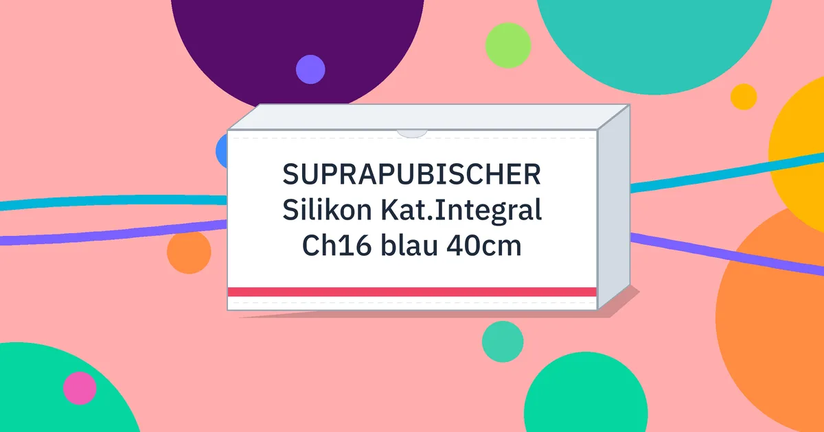 Symbolbild: Packung mit der Aufschrift SUPRAPUBISCHER Silikon Kat.Integral Ch16 blau 40cm (PZN 09767766) – Verfügbarkeit und Bezug in Apotheken in Frankfurt am Main