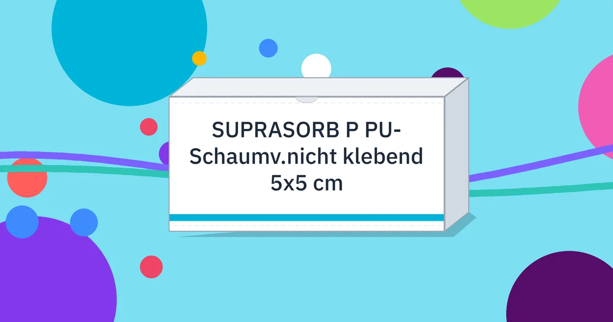 Symbolbild: Packung mit der Aufschrift SUPRASORB P PU-Schaumv.nicht klebend 5x5 cm (PZN 06586716) – Verfügbarkeit und Bezug in Apotheken in Frankfurt am Main
