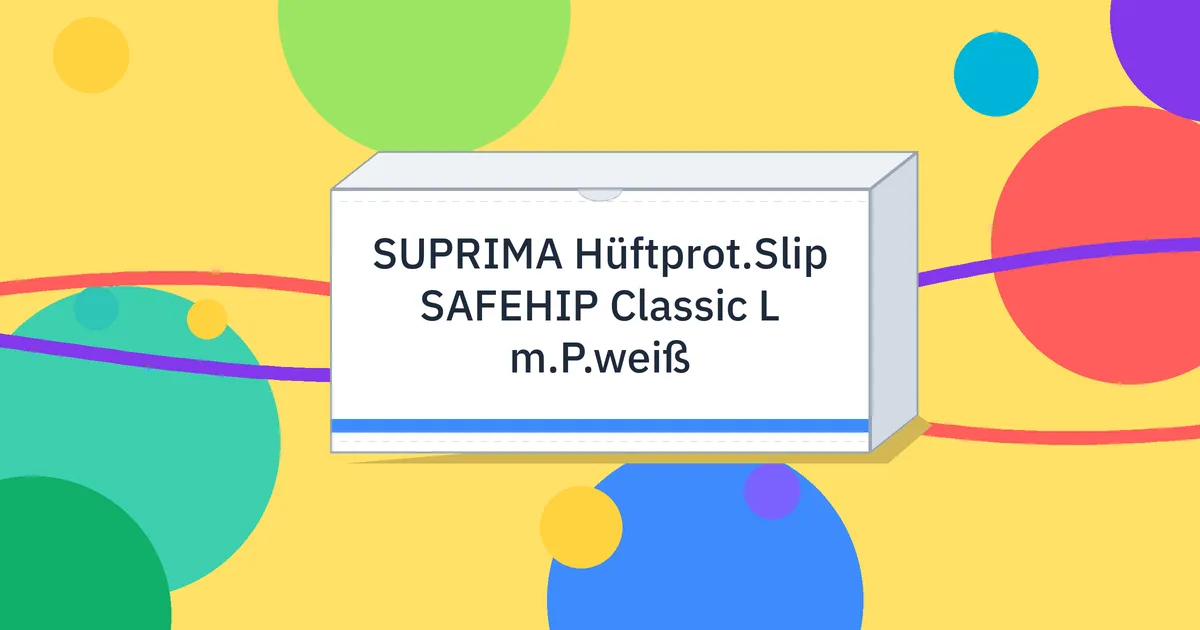 Symbolbild: Packung mit der Aufschrift SUPRIMA Hüftprot.Slip SAFEHIP Classic L m.P.weiß (PZN 13818452) – Verfügbarkeit und Bezug in Apotheken in Frankfurt am Main