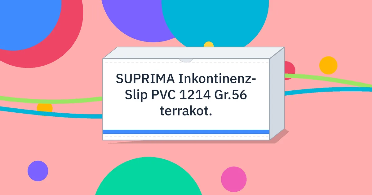 Symbolbild: Packung mit der Aufschrift SUPRIMA Inkontinenz-Slip PVC 1214 Gr.56 terrakot. (PZN 01603083) – Verfügbarkeit und Bezug in Apotheken in Frankfurt am Main