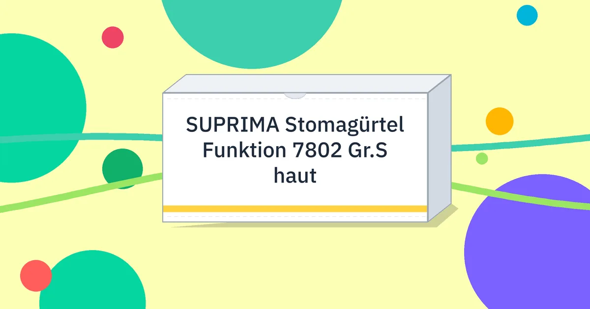 Symbolbild: Packung mit der Aufschrift SUPRIMA Stomagürtel Funktion 7802 Gr.S haut (PZN 19631068) – Verfügbarkeit und Bezug in Apotheken in Frankfurt am Main