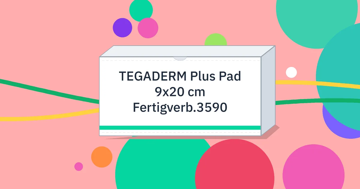 Symbolbild: Packung mit der Aufschrift TEGADERM Plus Pad 9x20 cm Fertigverb.3590 (PZN 13707451) – Verfügbarkeit und Bezug in Apotheken in Frankfurt am Main