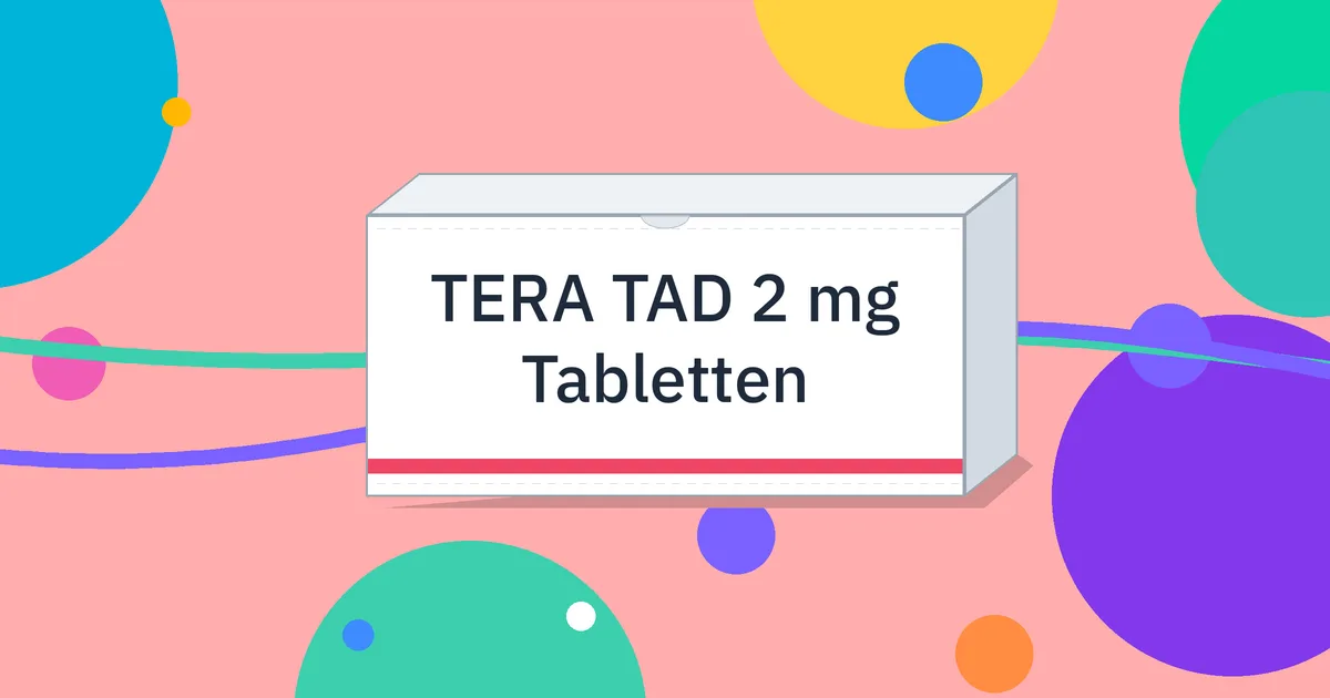 Symbolbild: Packung mit der Aufschrift TERA TAD 2 mg Tabletten (PZN 01668622) – Verfügbarkeit und Bezug in Apotheken in Frankfurt am Main