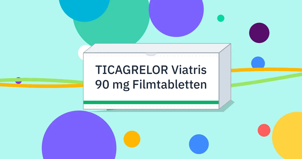 Symbolbild: Packung mit der Aufschrift TICAGRELOR Viatris 90 mg Filmtabletten (PZN 19524958) – Verfügbarkeit und Bezug in Apotheken in Frankfurt am Main
