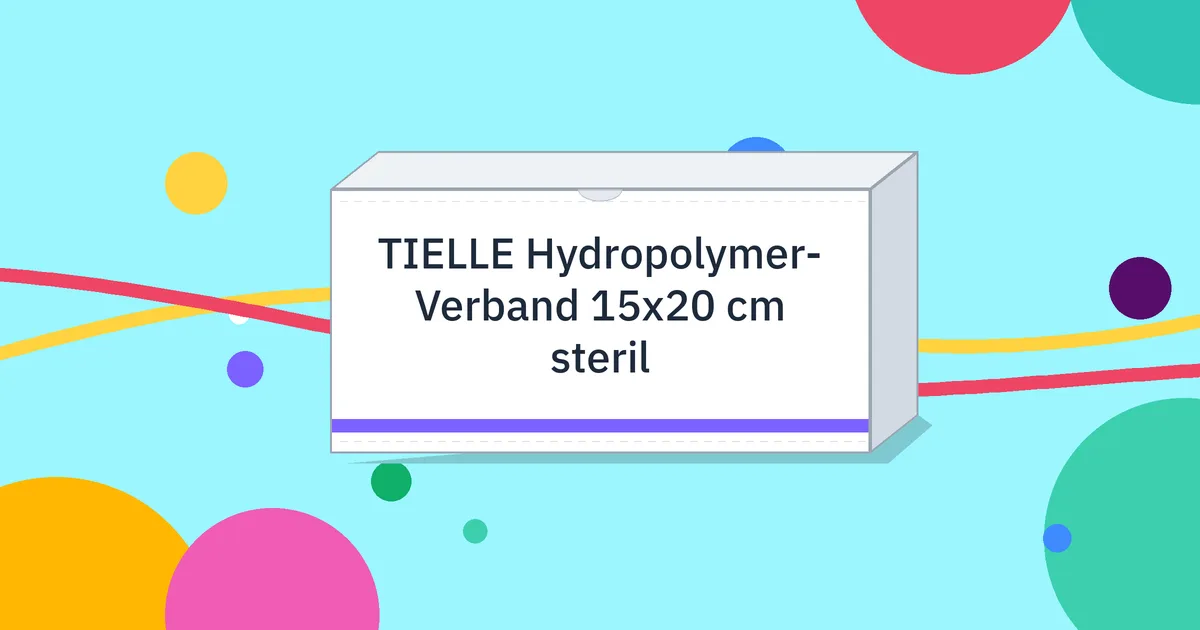 Symbolbild: Packung mit der Aufschrift TIELLE Hydropolymer-Verband 15x20 cm steril (PZN 00489343) – Verfügbarkeit und Bezug in Apotheken in Frankfurt am Main