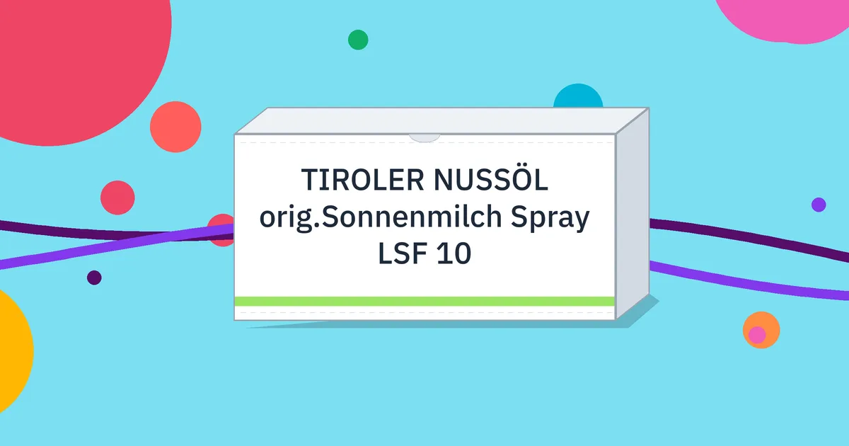 Symbolbild: Packung mit der Aufschrift TIROLER NUSSÖL orig.Sonnenmilch Spray LSF 10 (PZN 05960302) – Verfügbarkeit und Bezug in Apotheken in Frankfurt am Main