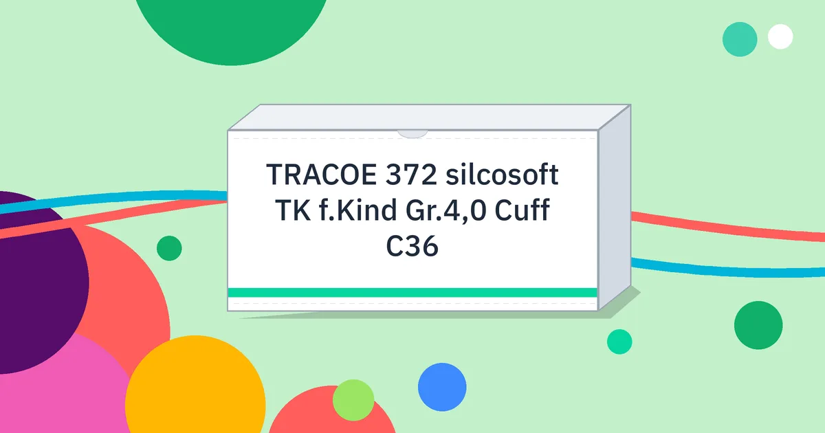 Symbolbild: Packung mit der Aufschrift TRACOE 372 silcosoft TK f.Kind Gr.4,0 Cuff C36 (PZN 14316250) – Verfügbarkeit und Bezug in Apotheken in Frankfurt am Main