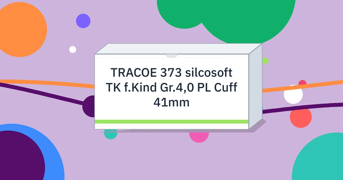 Symbolbild: Packung mit der Aufschrift TRACOE 373 silcosoft TK f.Kind Gr.4,0 PL Cuff 41mm (PZN 14317143) – Verfügbarkeit und Bezug in Apotheken in Frankfurt am Main