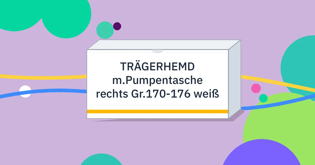 Symbolbild: Packung mit der Aufschrift TRÄGERHEMD m.Pumpentasche rechts Gr.170-176 weiß (PZN 17552726) – Verfügbarkeit und Bezug in Apotheken in Frankfurt am Main