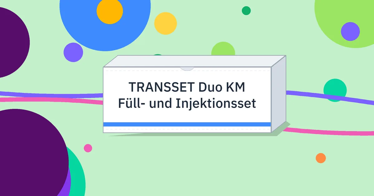 Symbolbild: Packung mit der Aufschrift TRANSSET Duo KM Füll- und Injektionsset (PZN 13898020) – Verfügbarkeit und Bezug in Apotheken in Frankfurt am Main