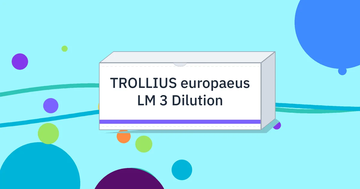 Symbolbild: Packung mit der Aufschrift TROLLIUS europaeus LM 3 Dilution (PZN 13252424) – Verfügbarkeit und Bezug in Apotheken in Frankfurt am Main