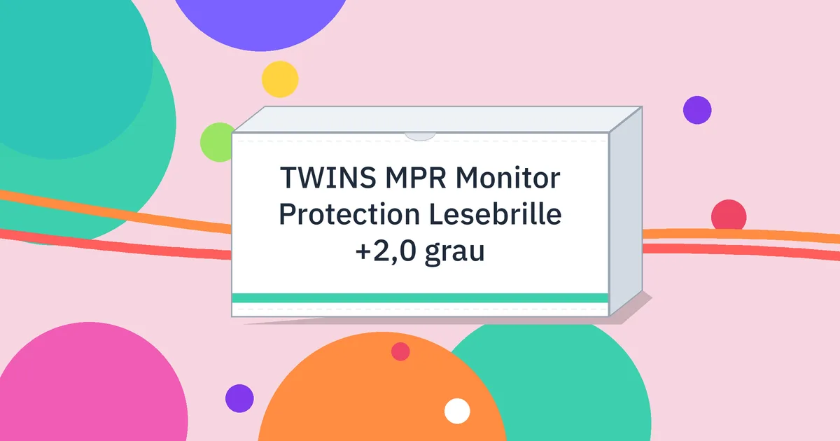 Symbolbild: Packung mit der Aufschrift TWINS MPR Monitor Protection Lesebrille +2,0 grau (PZN 13344439) – Verfügbarkeit und Bezug in Apotheken in Frankfurt am Main