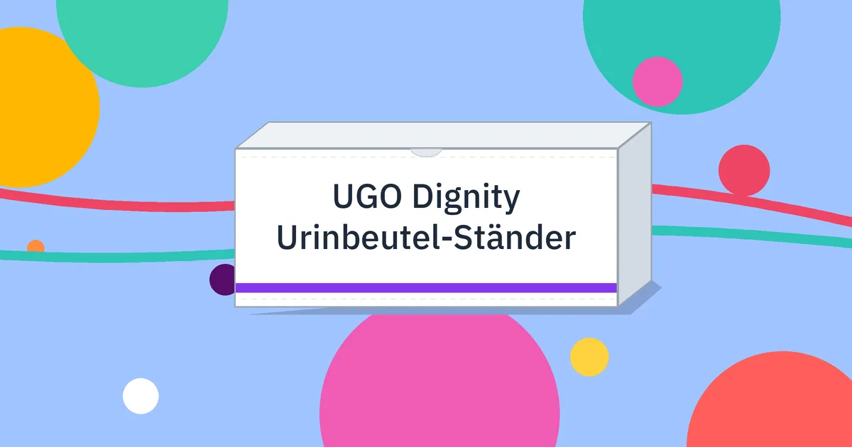 Symbolbild: Packung mit der Aufschrift UGO Dignity Urinbeutel-Ständer (PZN 14257004) – Verfügbarkeit und Bezug in Apotheken in Frankfurt am Main