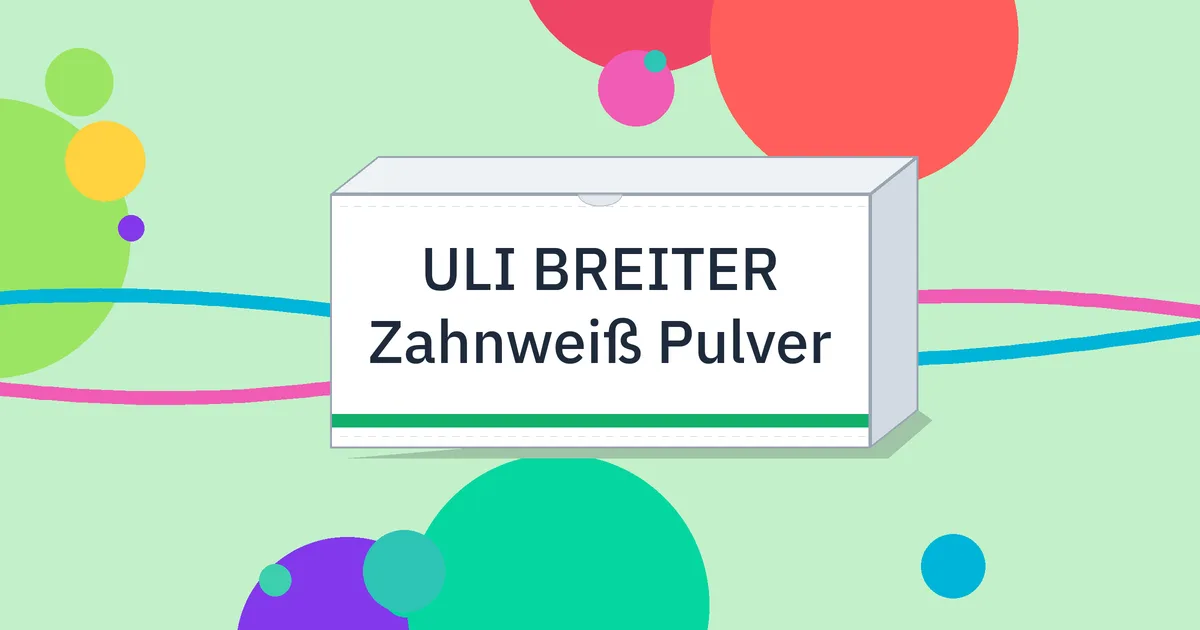 Symbolbild: Packung mit der Aufschrift ULI BREITER Zahnweiß Pulver (PZN 03492570) – Verfügbarkeit und Bezug in Apotheken in Frankfurt am Main
