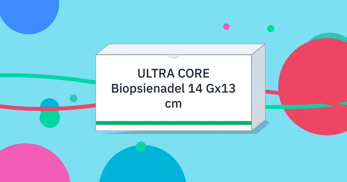 Symbolbild: Packung mit der Aufschrift ULTRA CORE Biopsienadel 14 Gx13 cm (PZN 06767843) – Verfügbarkeit und Bezug in Apotheken in Frankfurt am Main